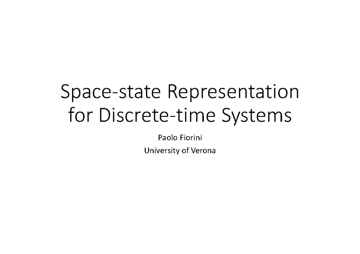 State Space Representation for Discrete-time Systems - Space-state Representation for Discrete ...