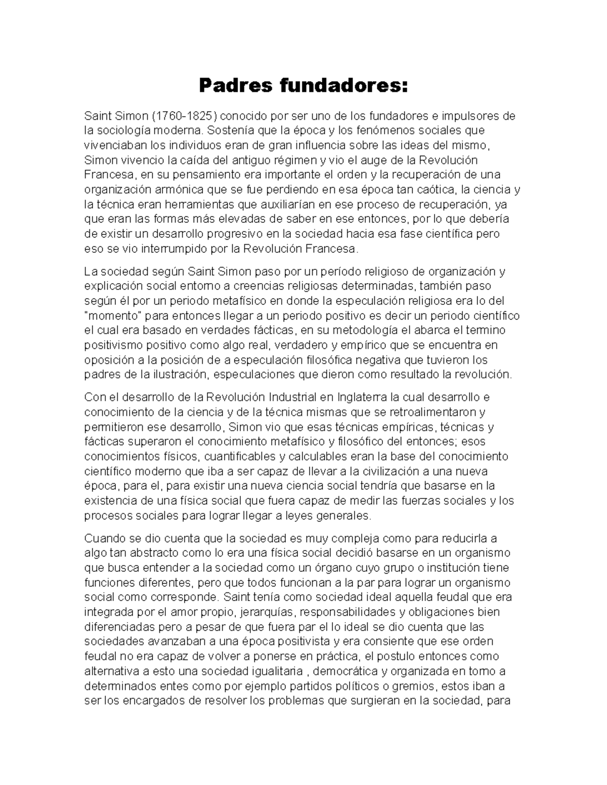 Padres+fundadores - Resumen - Padres fundadores: Saint Simon (1760-1825 ...