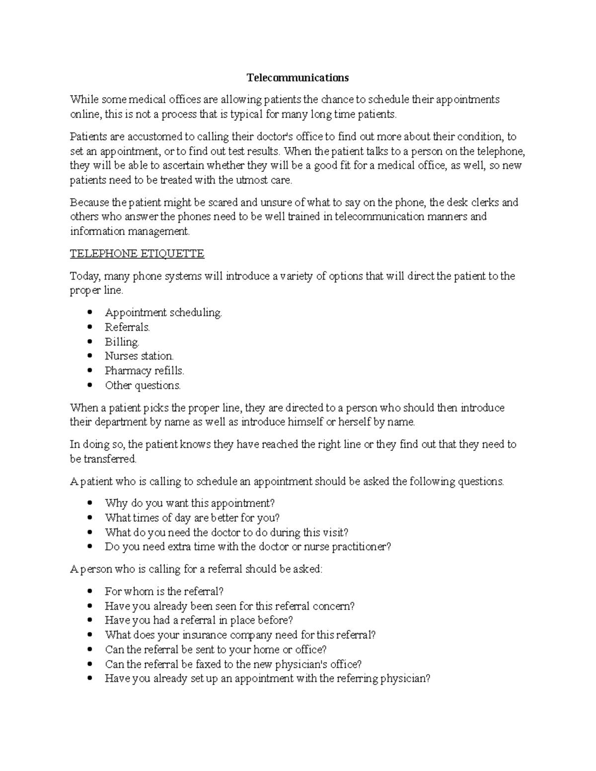 Lesson 6 Outline Telecommunications - Telecommunications While some ...