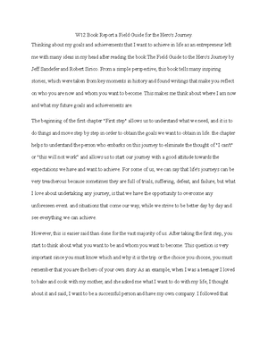 W12 BOOK Report The Field Guide for the Hero's Journey - BOOK REPORT ...