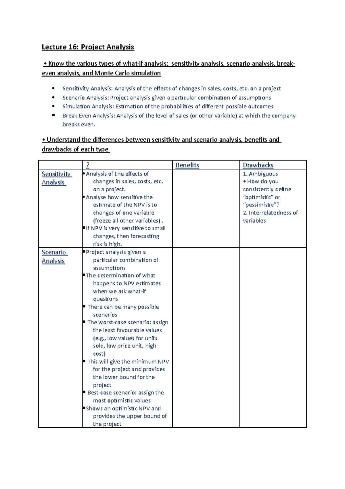 Lecture 16: Project Analysis - Lecture 16: Project Analysis • Know the ...