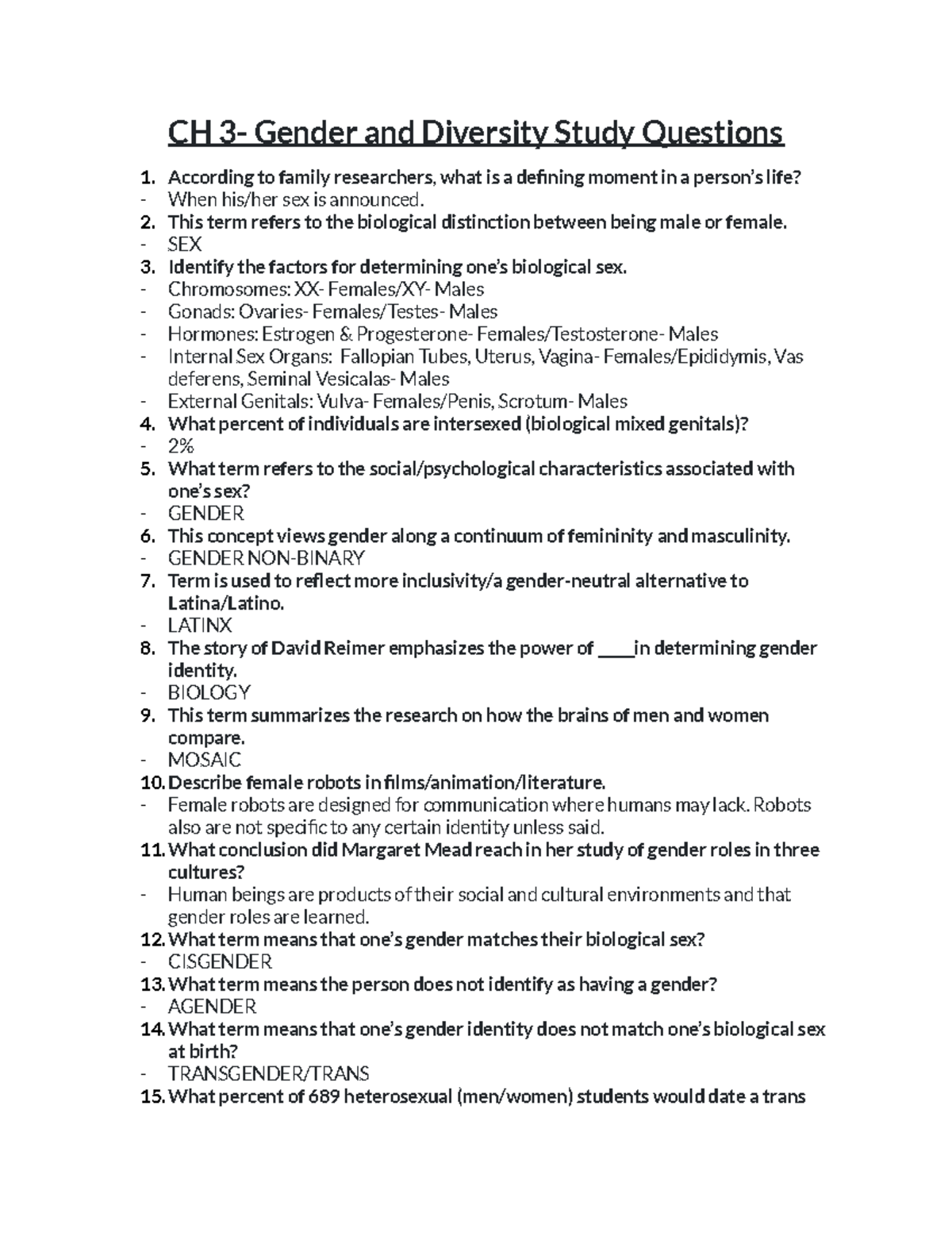 CH 3- Gender and Diversity Study Questions - CH 3- Gender and Diversity ...