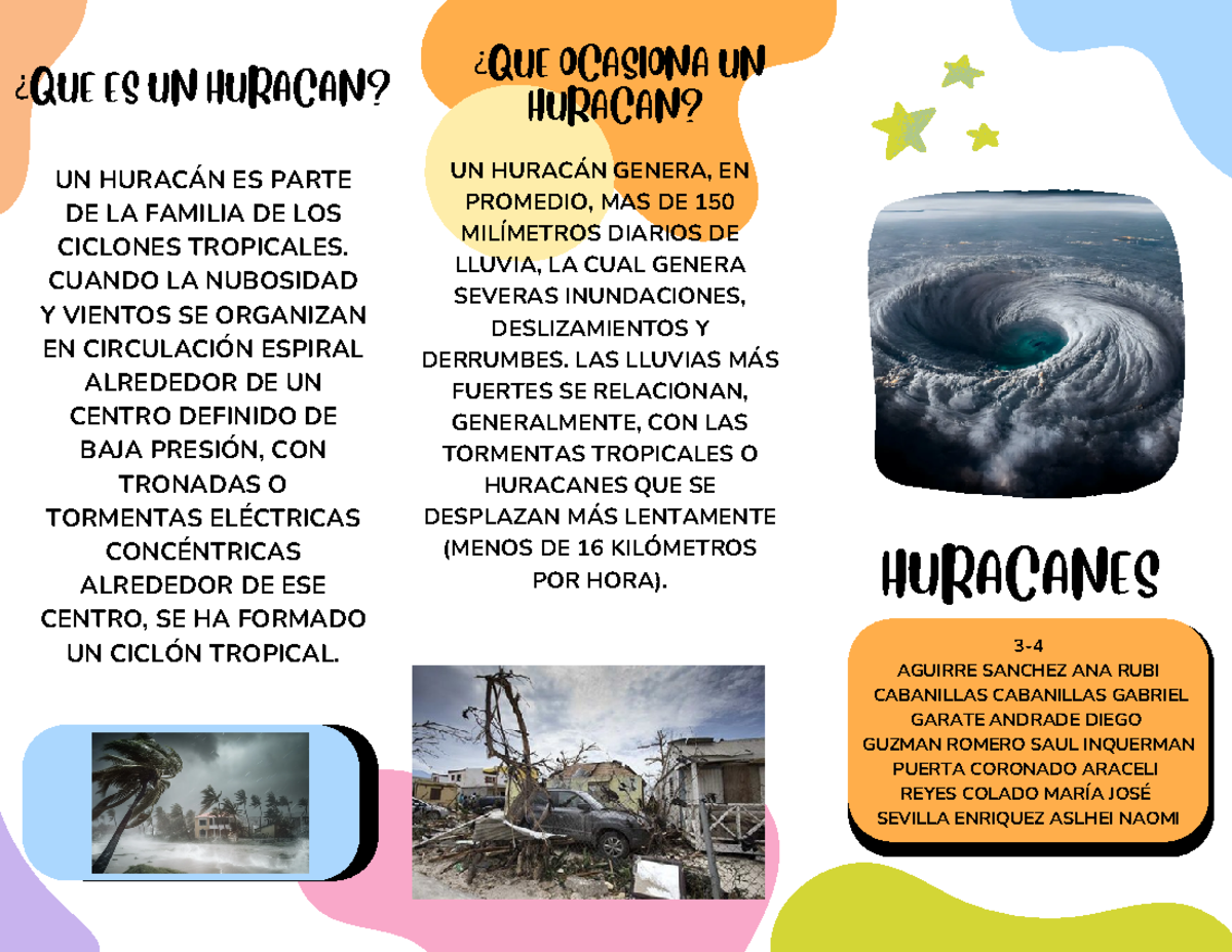 Folleto Triptico Actividades Infantiles Organico Multicolor - HURACANES 3- AGUIRRE SANCHEZ ANA ...