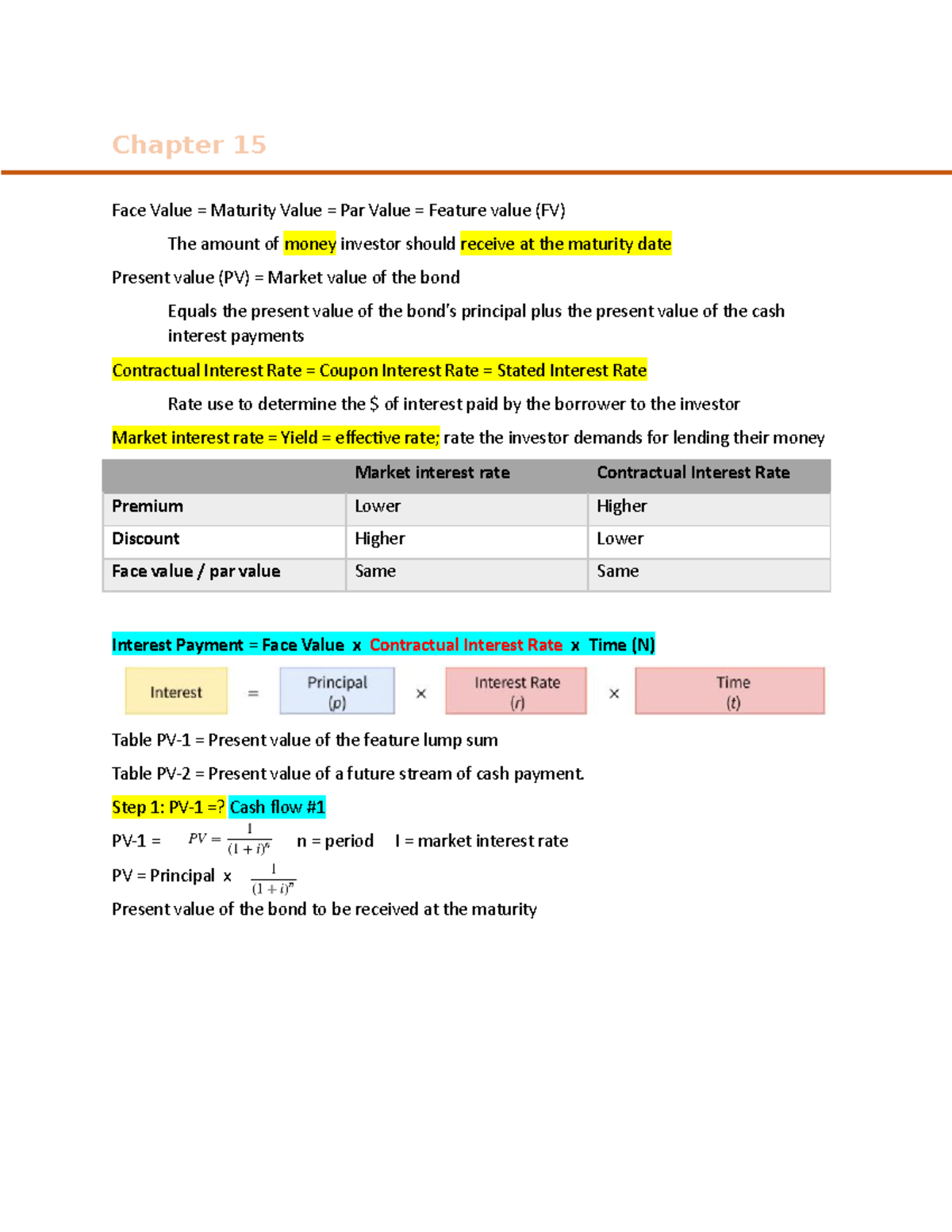 Chapter 15 accounting - Chapter 15 Face Value = Maturity Value = Par ...