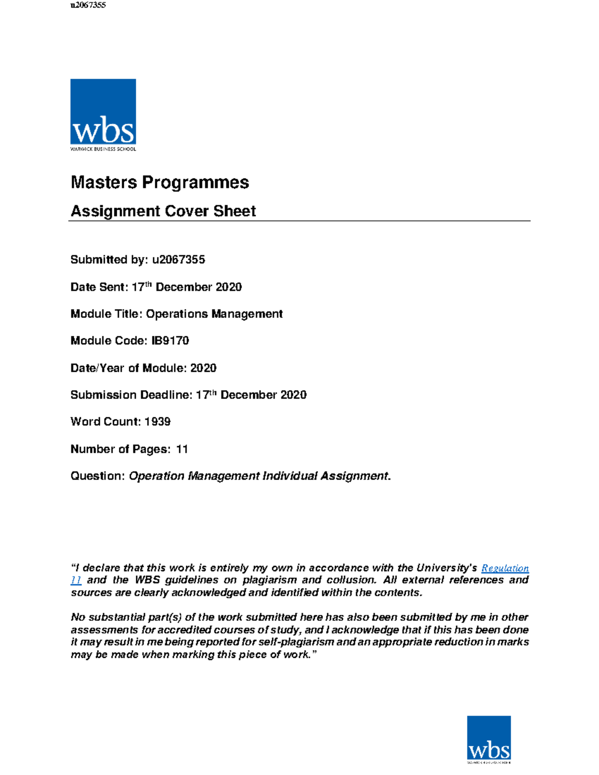 Masters Programmes - Operation Management assignment on Process Mapping ...