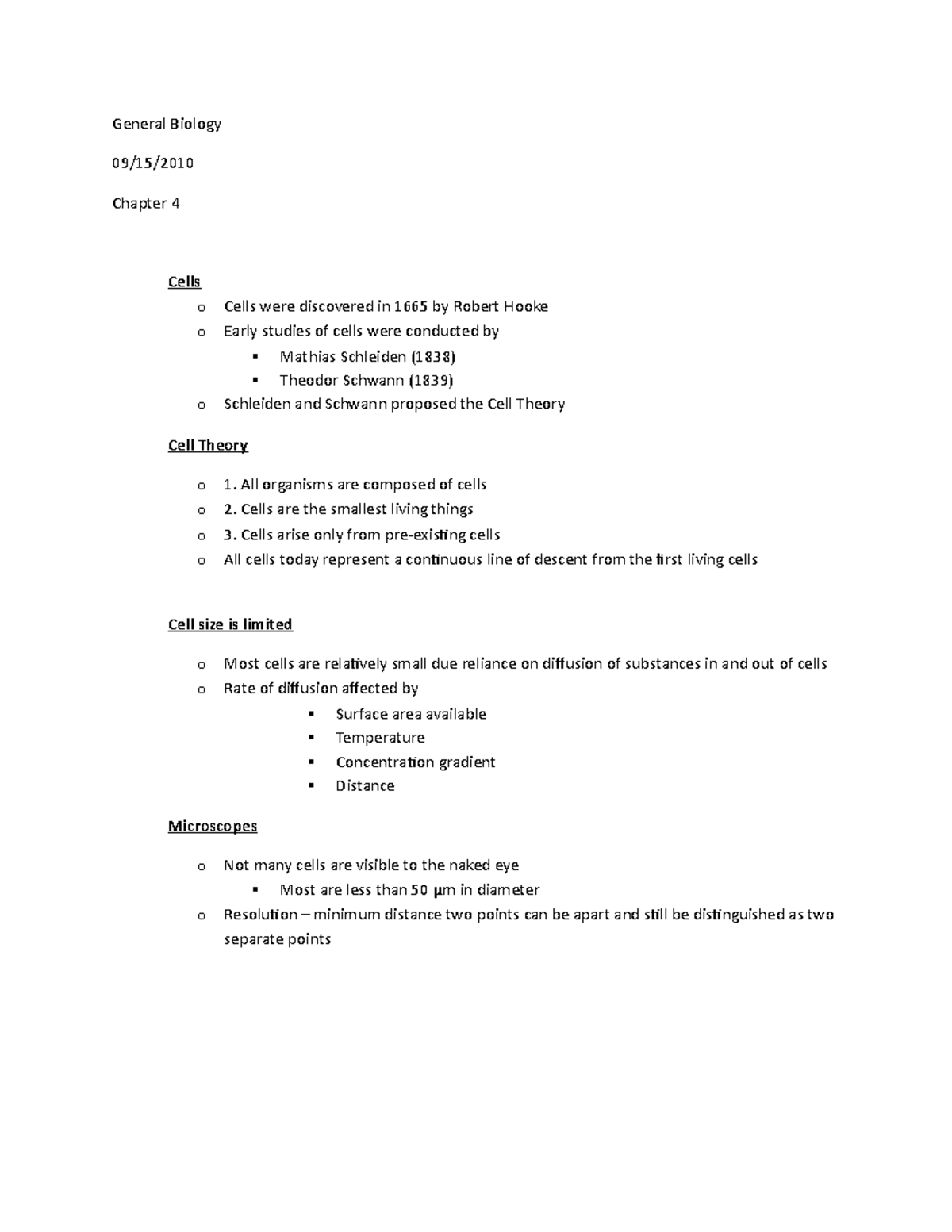 Biology Chapter 4 - Lecture notes 7 - General Biology 09/15/ Chapter 4 ...