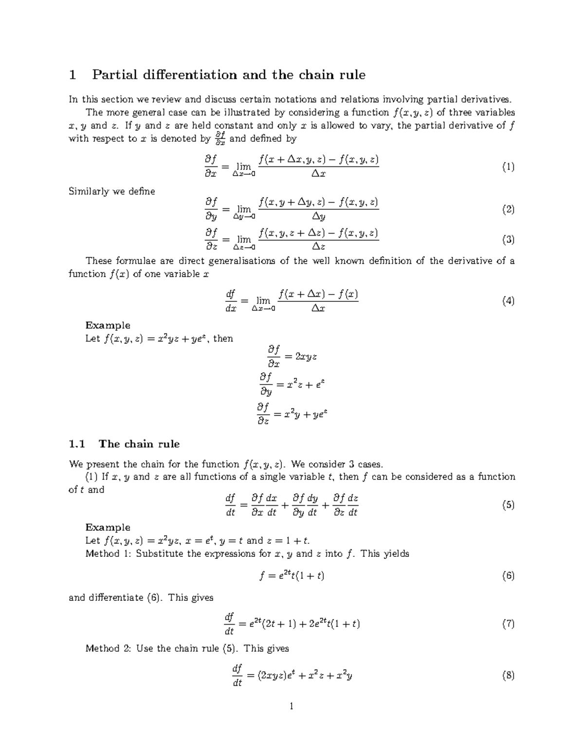 Multi 4 - Nil - 1 Partial differentiation and the chain rule In this ...