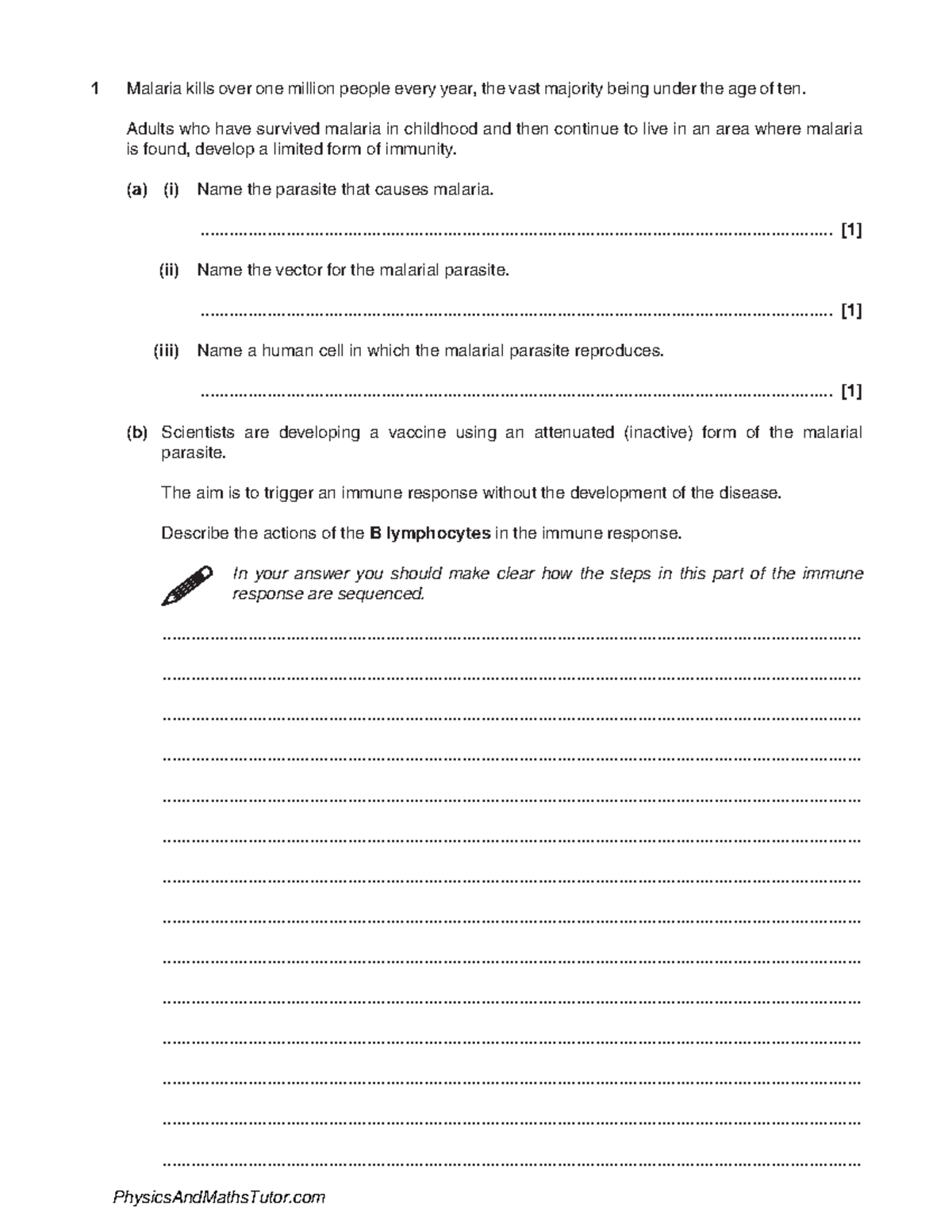 Communicable Diseases, Disease Prevention and the Immune System 4 QP ...