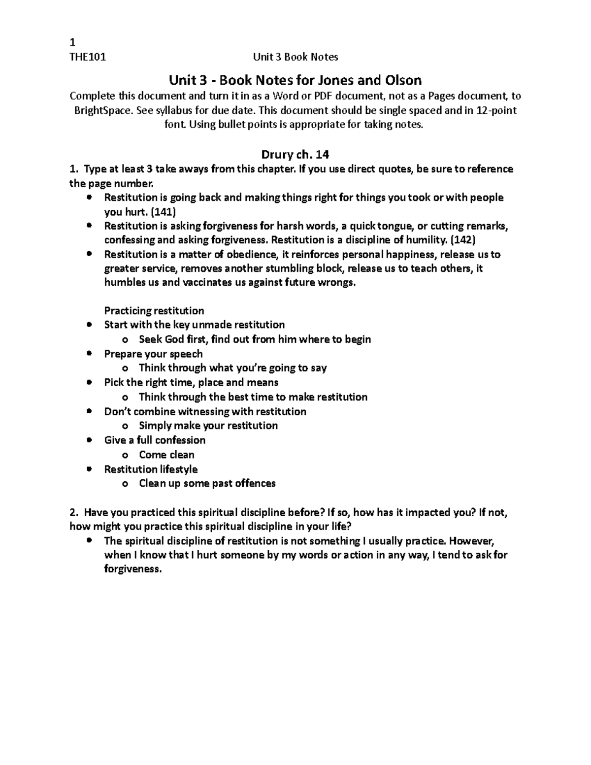 Unit 3 booknotes - THE101 Unit 3 Book Notes Unit 3 - Book Notes for ...