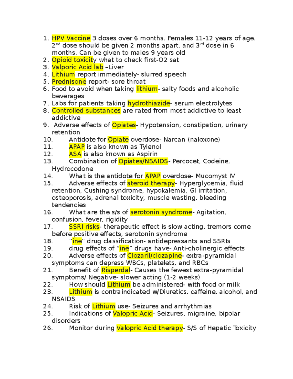 ATI Pharm study notes - HPV Vaccine 3 doses over 6 months. Females 11 ...