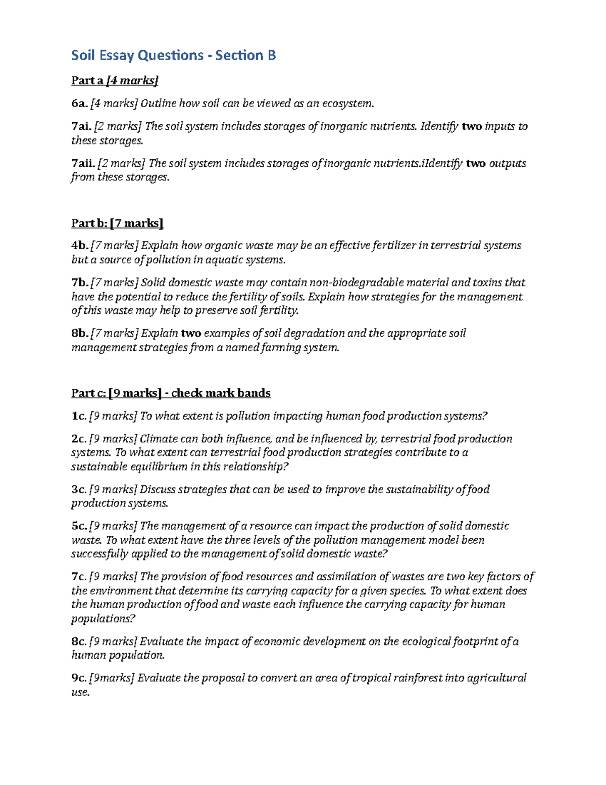 Kailani Farkas - ESS Soil Section B and Essay Questions 2022 only 5 and 8.3 - Soil Essay ...