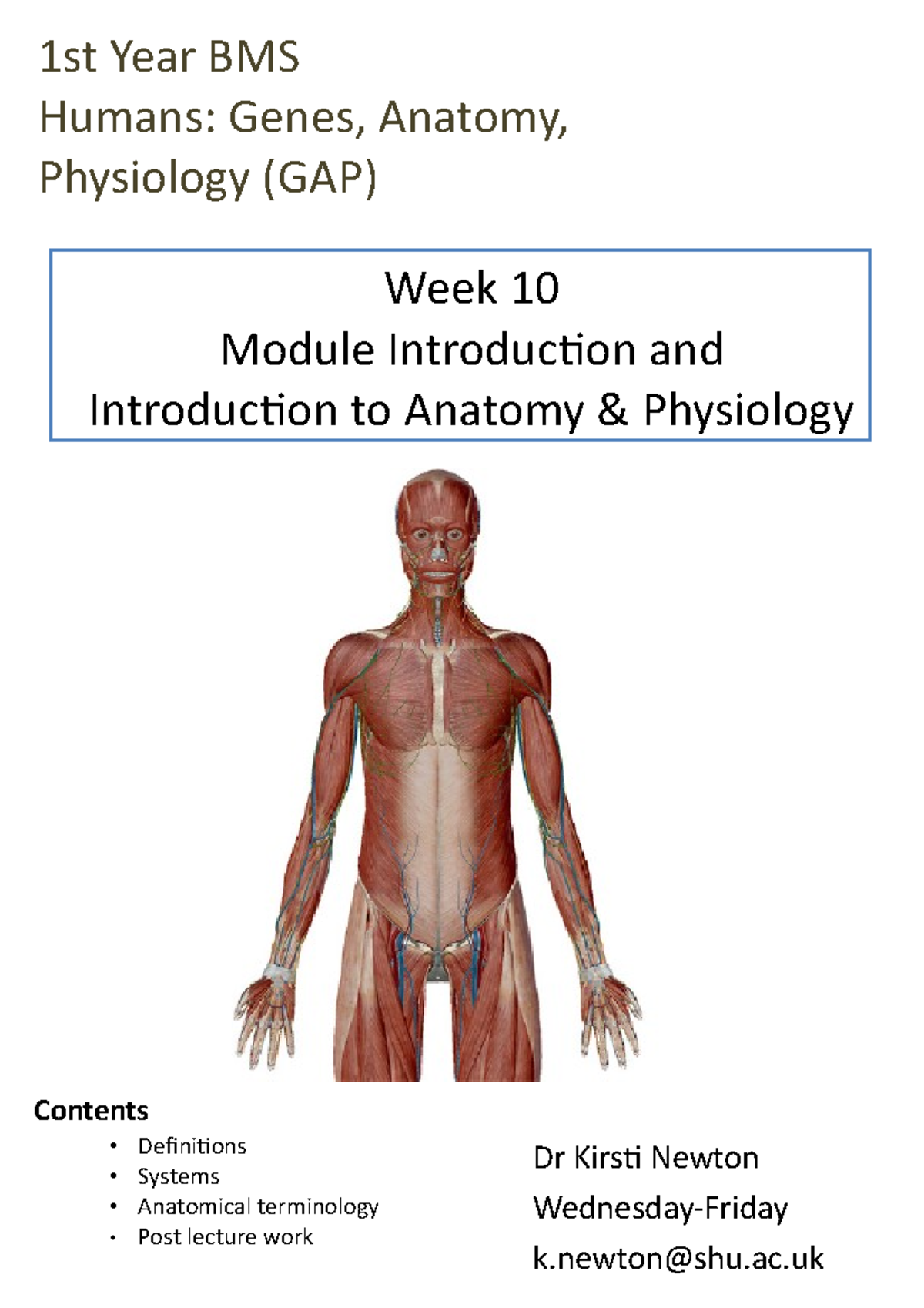 0-GAP intro handouts-lecture material- anatomy introduction - 1st Year ...