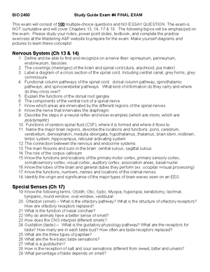 Exam 1 Study Guide - BIO 2450: Lecture Exam #1 Study Guide This exam ...