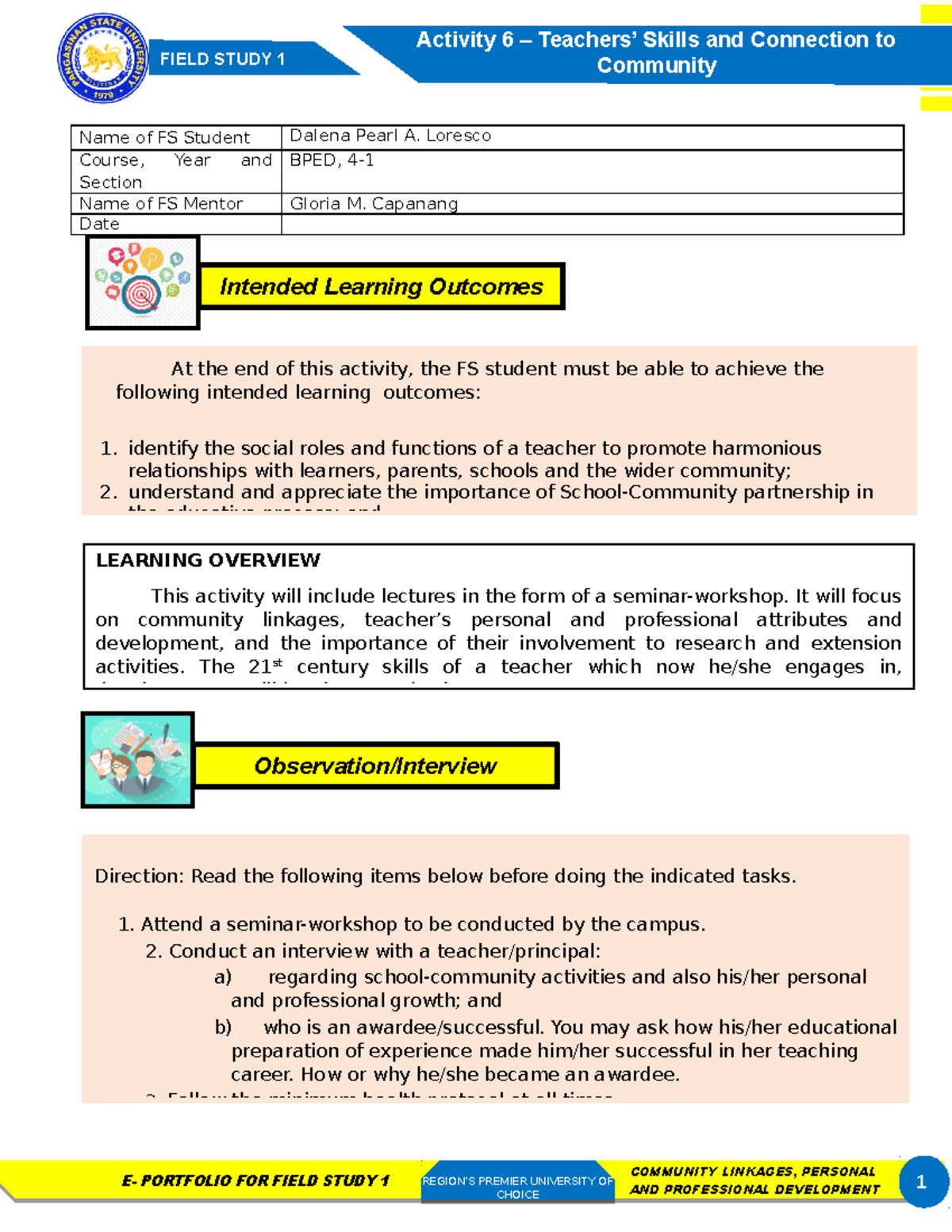 FS1-Activity-6 ( Dalena) - FIELD STUDY 1 E- PORTFOLIO FOR FIELD STUDY 1 ...