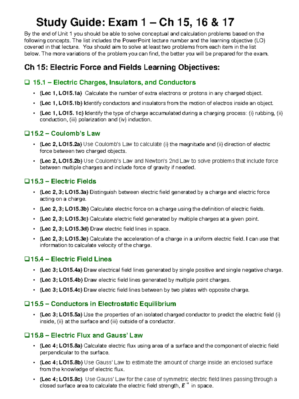 Ch15 Review Questions MC - Ch 15: Electric Force and Fields Learning ...