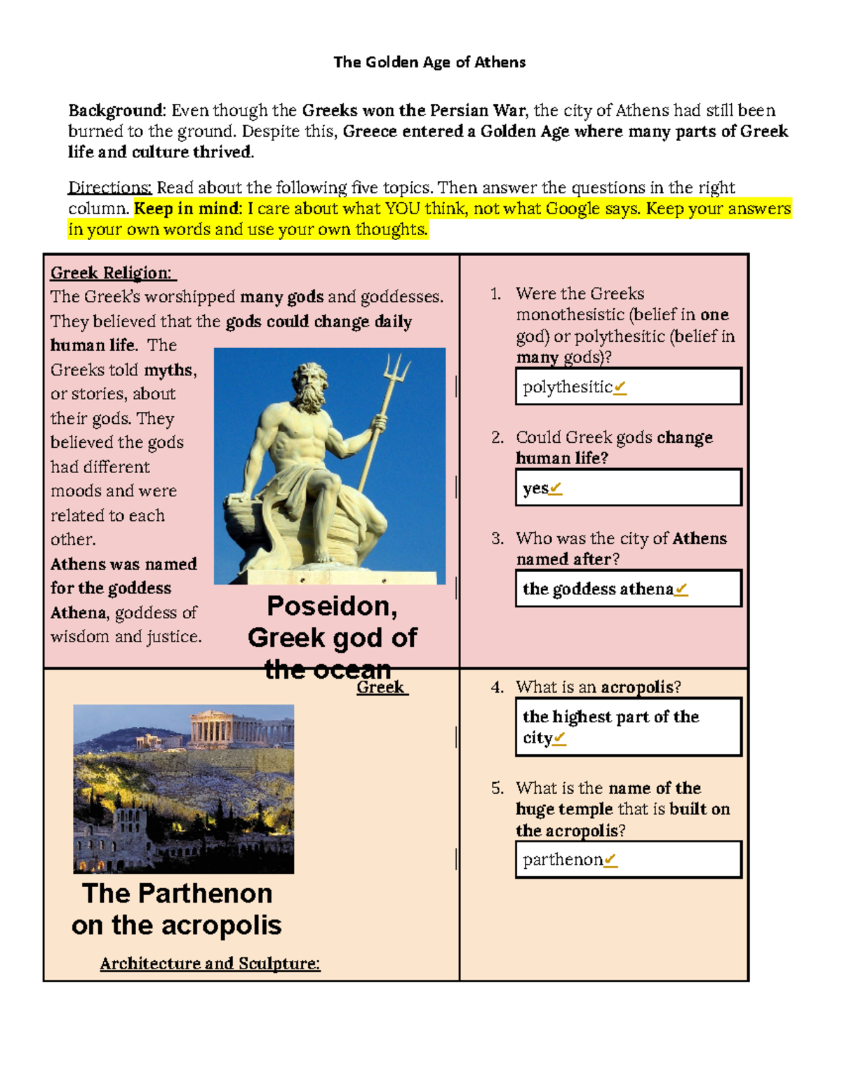 Athens Golden Age - The Golden Age of Athens Background: Even though ...