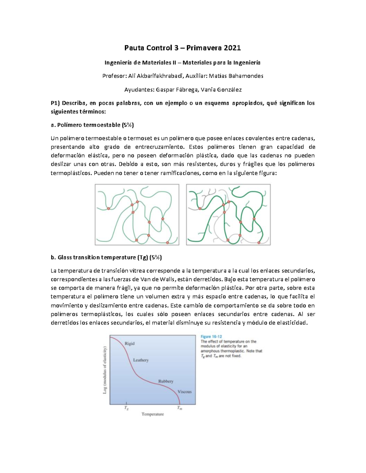 Pauta Control 3 - evaluación - Pauta Control 3 – Primavera 2021 Ingeniería de Materiales II ...