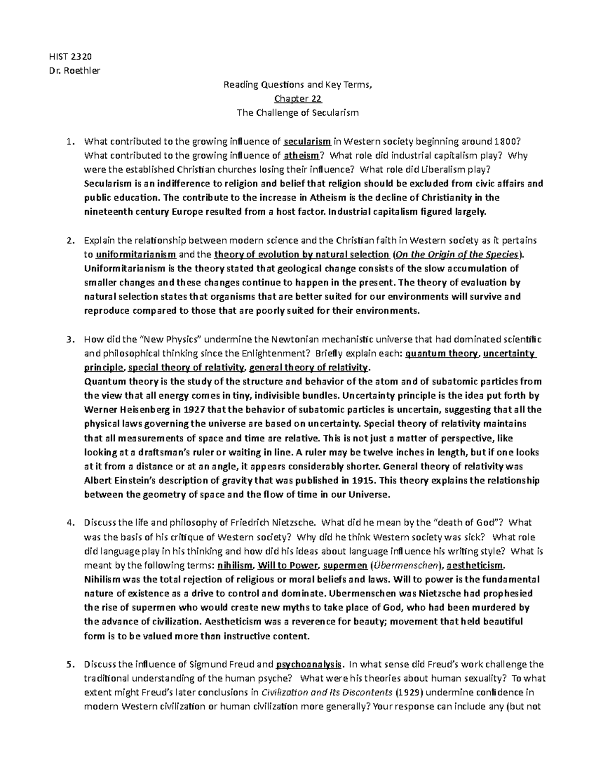 HIST 2320 Chapter 22 - Dr.Roethler - HIST 2320 Dr. Roethler Reading ...