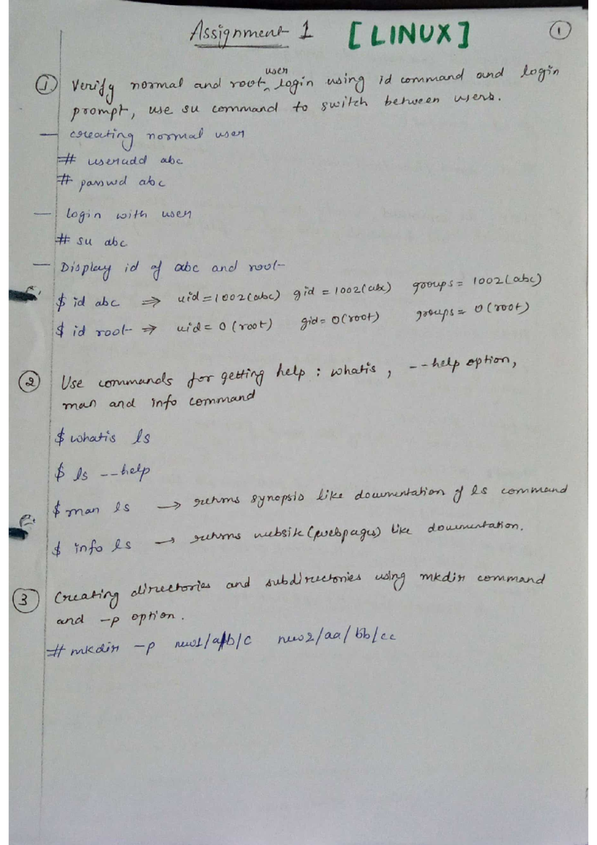 Linux assignment file(Sweta) - Assignment 1 I J verify normal and root, user login using id ...
