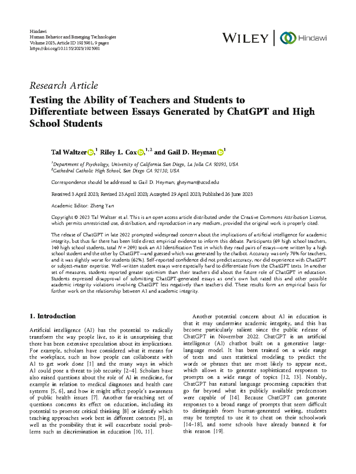 1923981 - Format - Research Article Testing the Ability of Teachers and ...