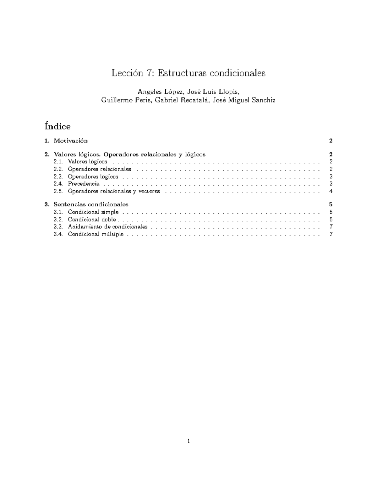 Leccion 7 Condicionales - Lecci ́on 7: Estructuras condicionales ...
