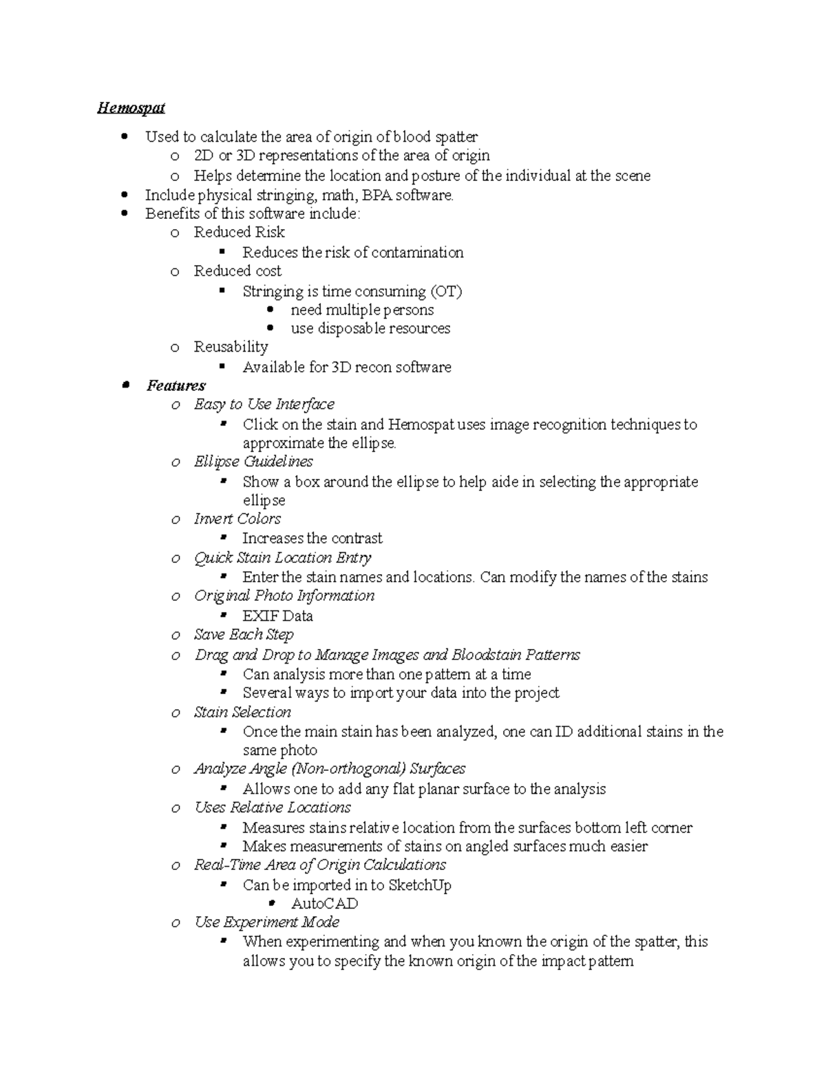 Mod 14 - Notes pertaining to "Hemospat" and "SnapShot" and their ...