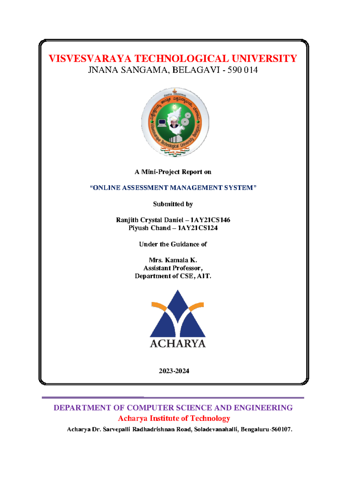 DBMS cover sheet - Usia - bachelor of computer application ...