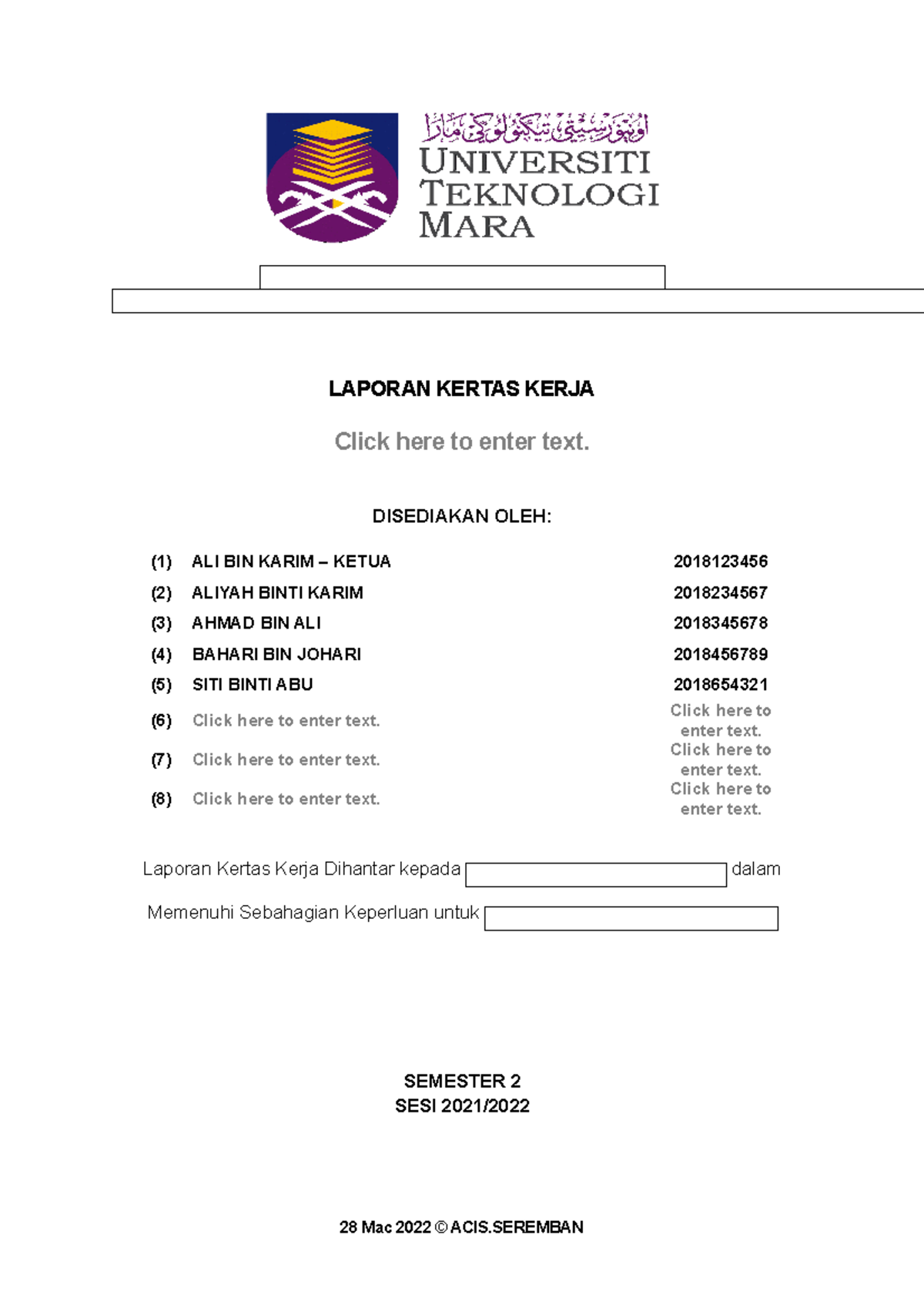 Template Group CTU552 & 554 Report ODL Kampus Seremban - LAPORAN KERTAS ...