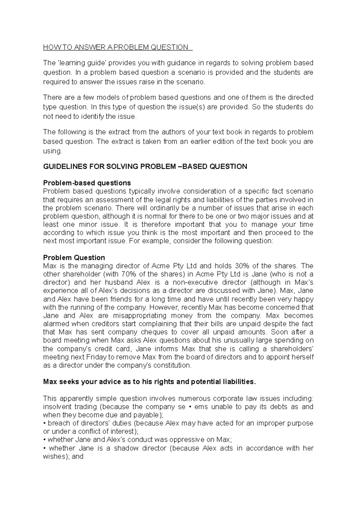 Guidelines FOR Solving Problem WITH Suggested Answer - HOW TO ANSWER A ...