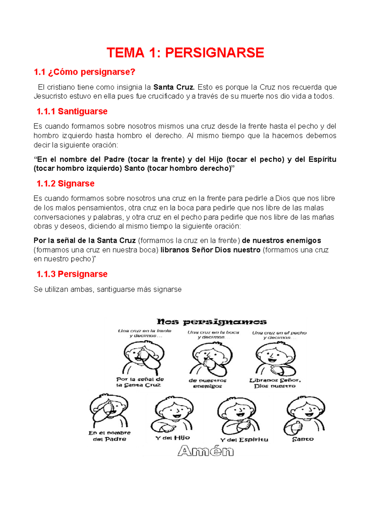 TEMA 1 Persignarse Y Oraciones - TEMA 1: PERSIGNARSE 1 ¿Cómo ...