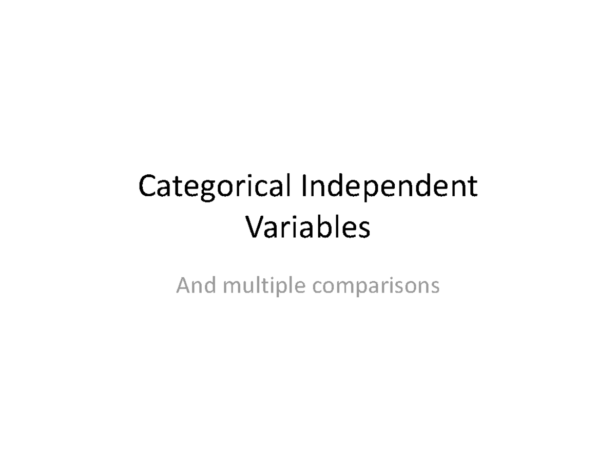 Regression - Summary - Categorical Independent Variables And multiple ...