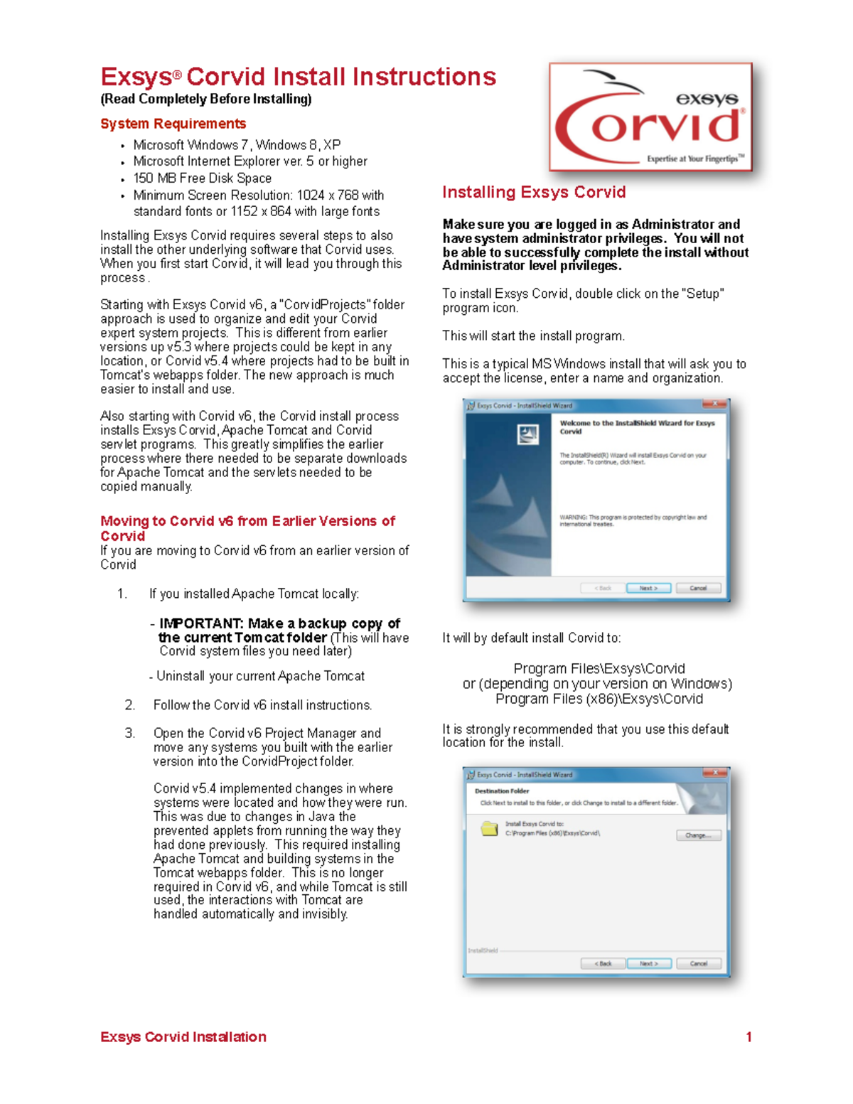 Corvid v6 Install Instructions - System Requirements Microsoft Windows ...