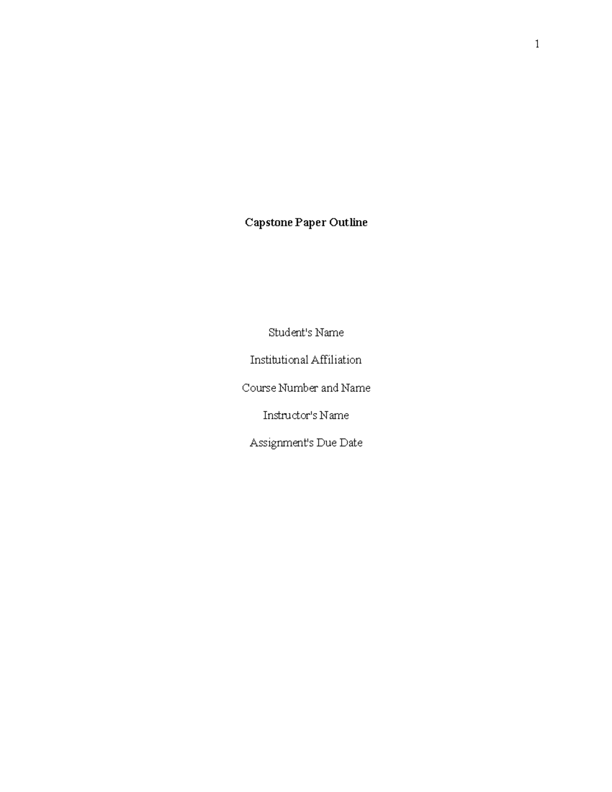 #7807906 - Assignment - Capstone Paper Outline Student's Name ...