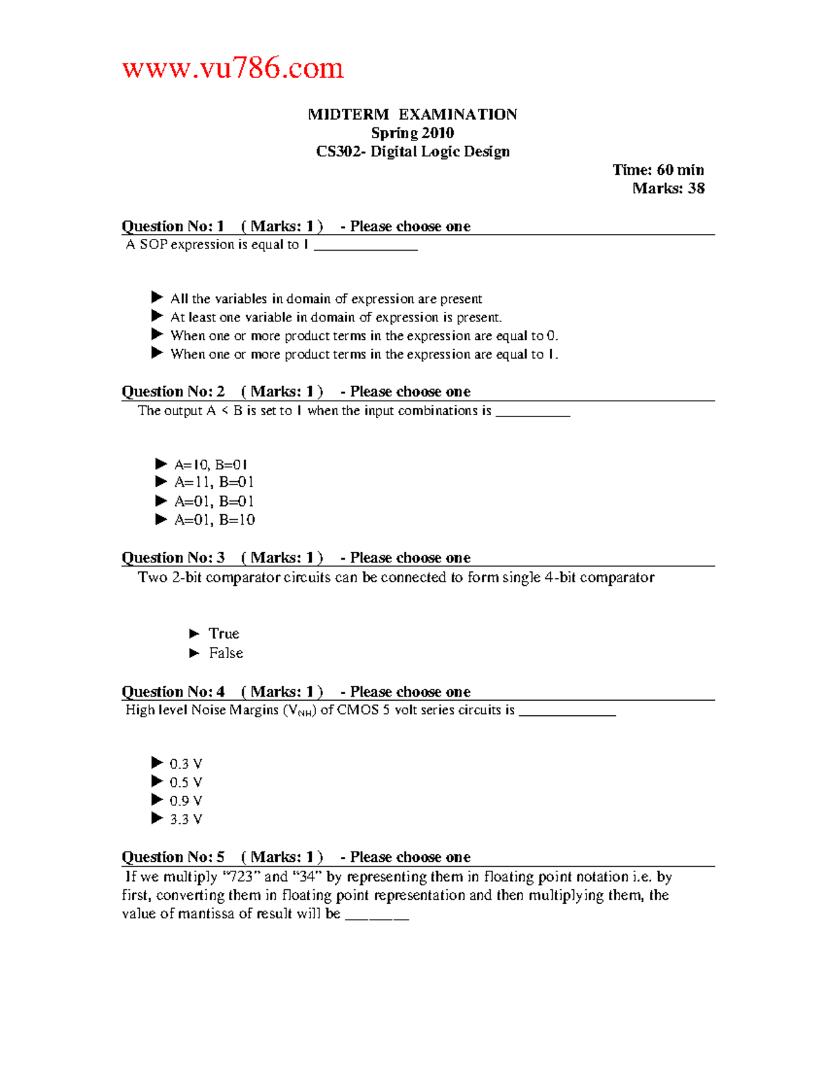 Cs-302 mcqs file - Digital Logic and Design - VU - Studocu