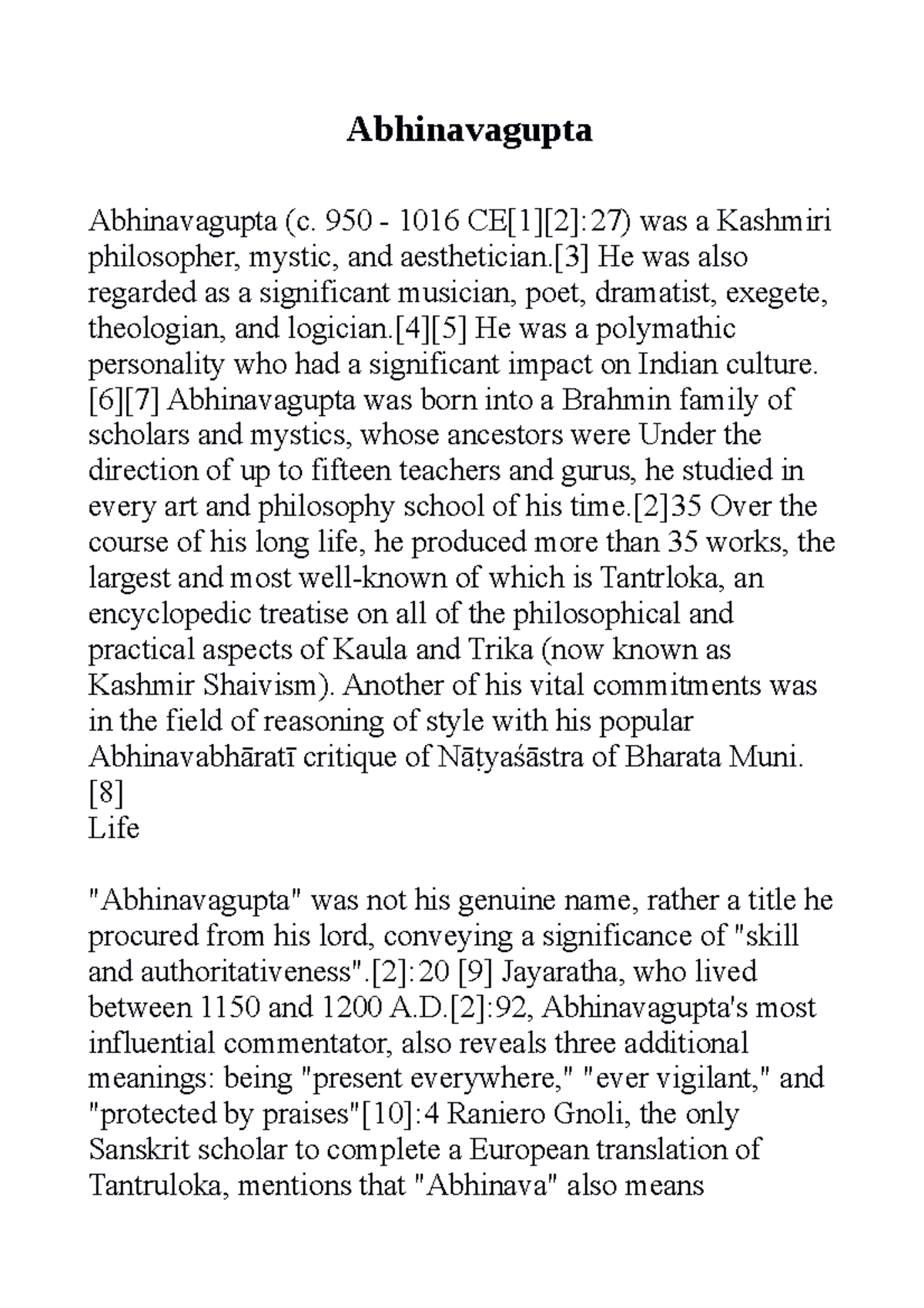 Abhinavagupta - Shafina - Abhinavagupta Abhinavagupta (c. 950 - 1016 CE ...