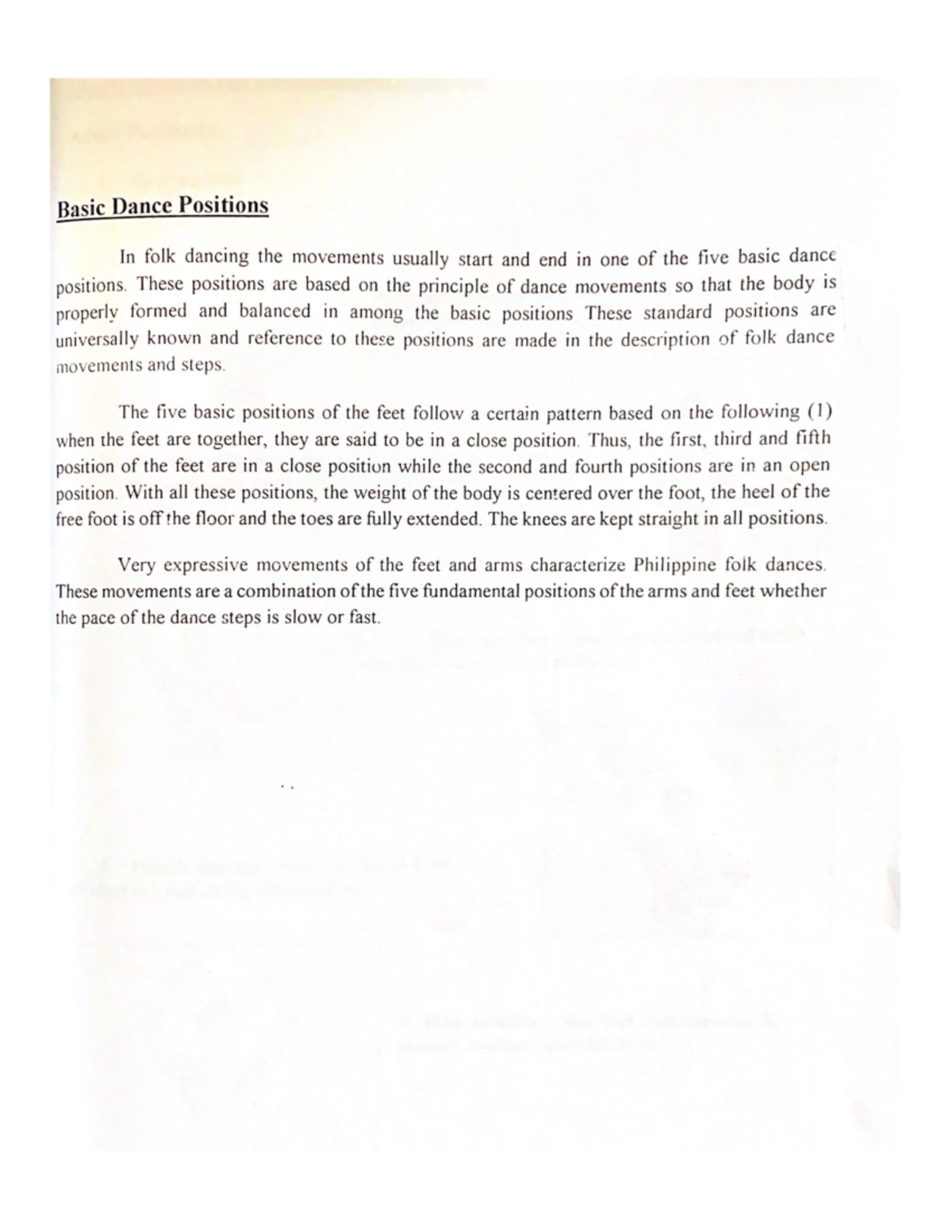 Basic-Dance-Positions - Bachelor of Elementary Education - Studocu