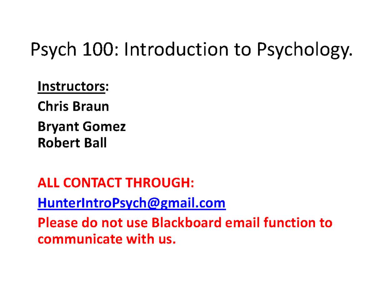 Lecture 2 F2021 show - Psych 100: Introduction to Psychology ...