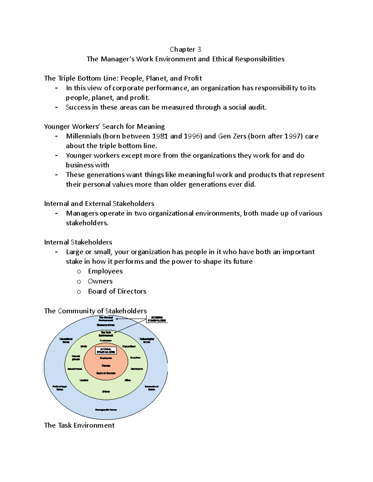 Chapter 3- Management - Chapter 3 The Manager’s Work Environment and ...