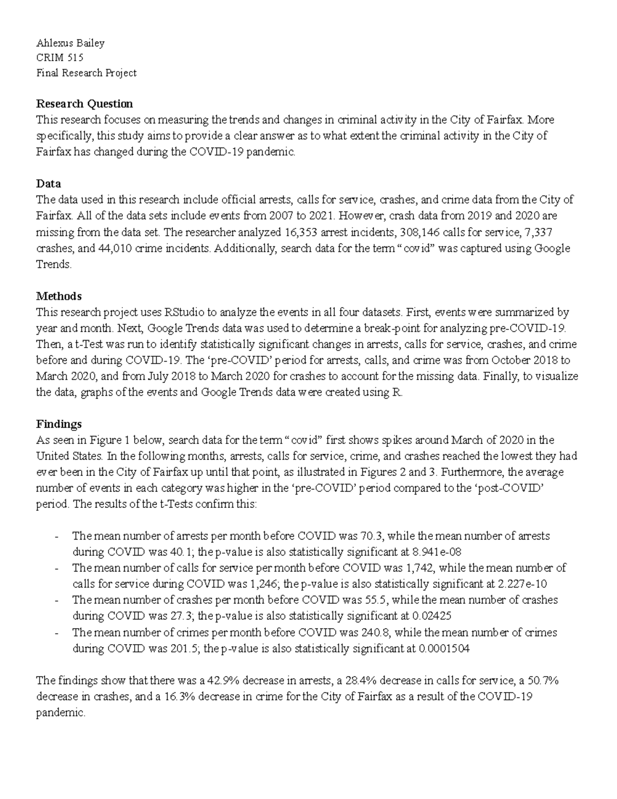 Final Research Project - Ahlexus Bailey CRIM 515 Final Research Project ...