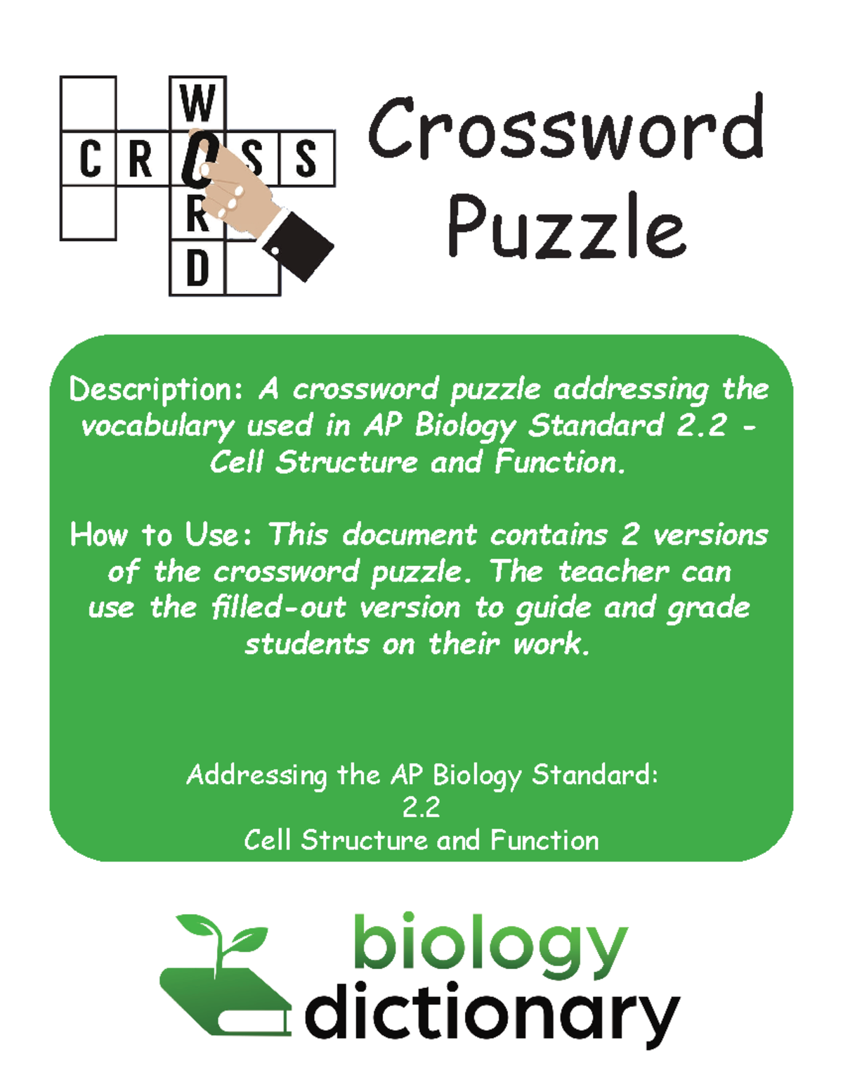 AP Biology Cell Structure and Function Crossword Puzzle - Studocu