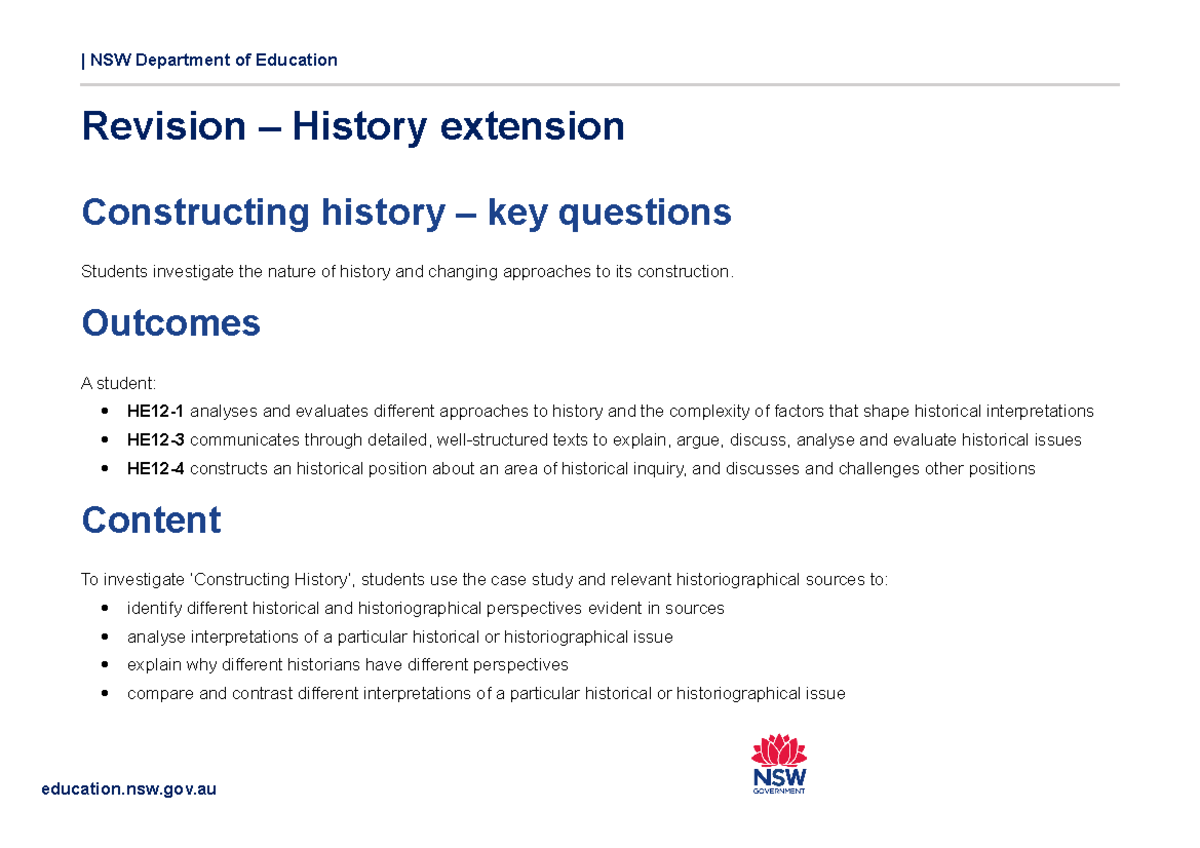 Hsie s6 history extension hsc revision constructing history - FNS 50315 ...