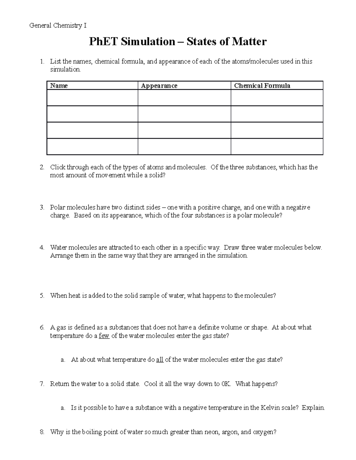 Ph ET SMI - This is coursework for General Chemistry I. - General ...