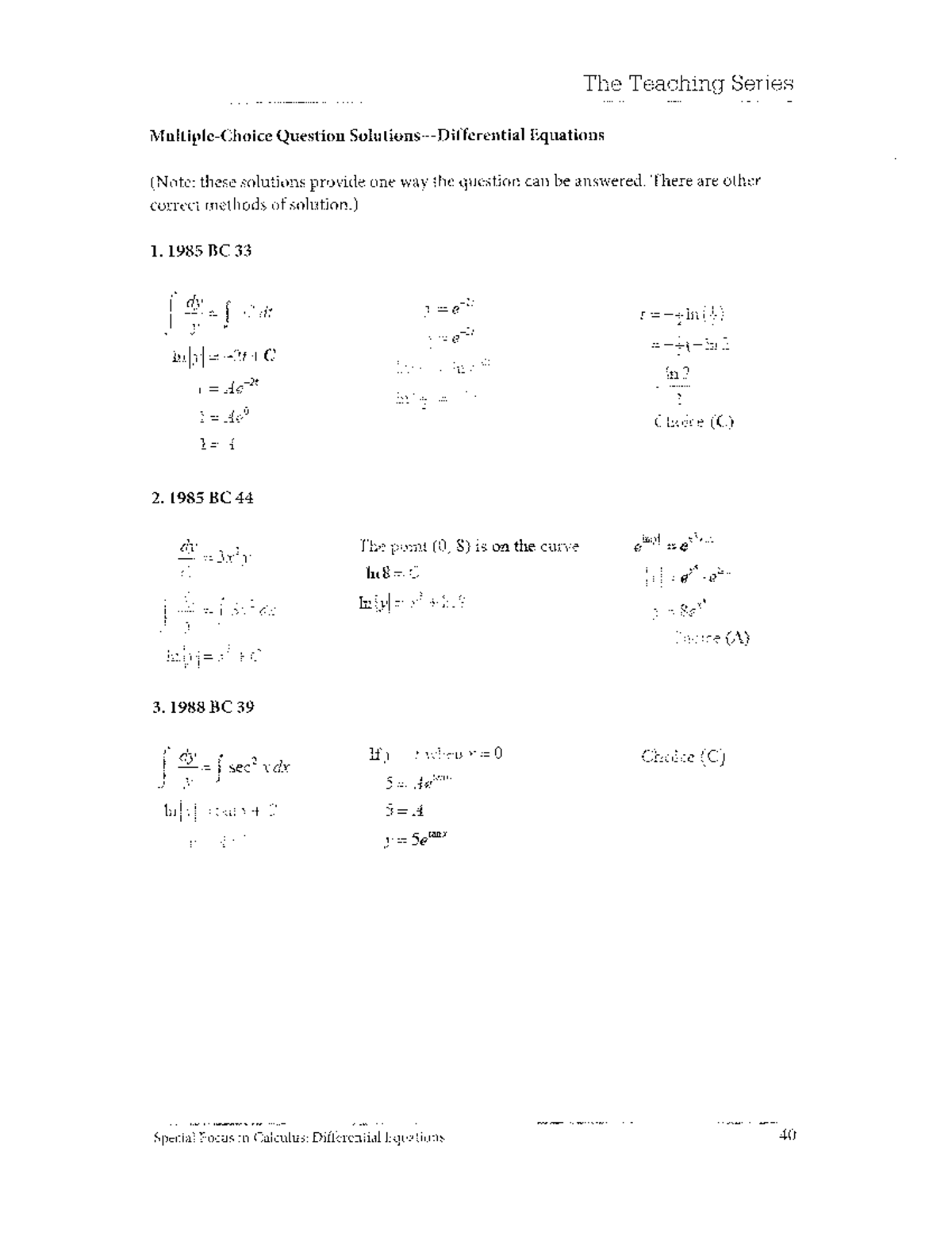 AP Questions-Differential Equations - 수학 및 연습 1(Calculus 1) - Studocu