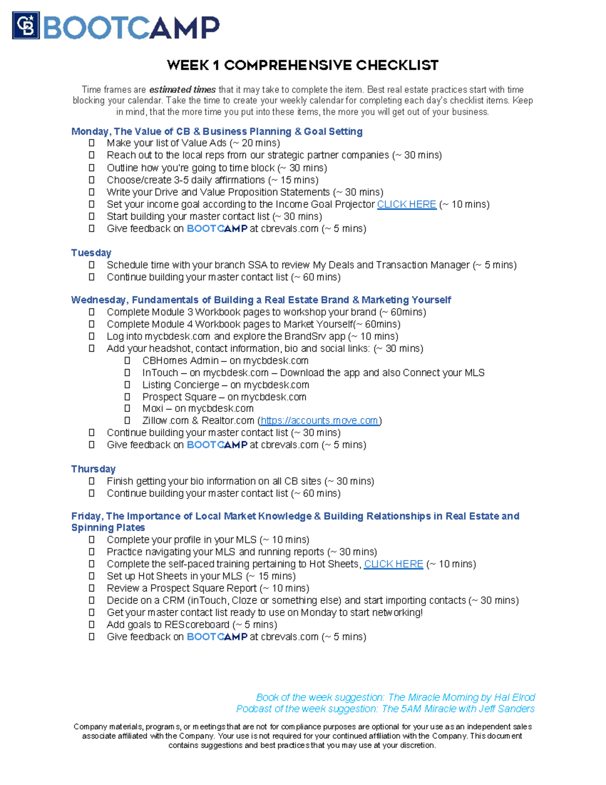 BC Checklist Week1 - good statement - Company materials, programs, or ...