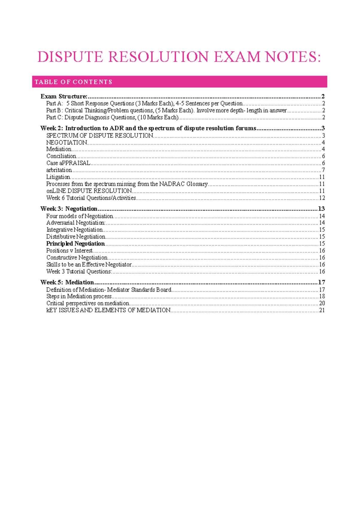 LLB103- Dispute Resolution Full Exam Notes Incomplete - DISPUTE ...