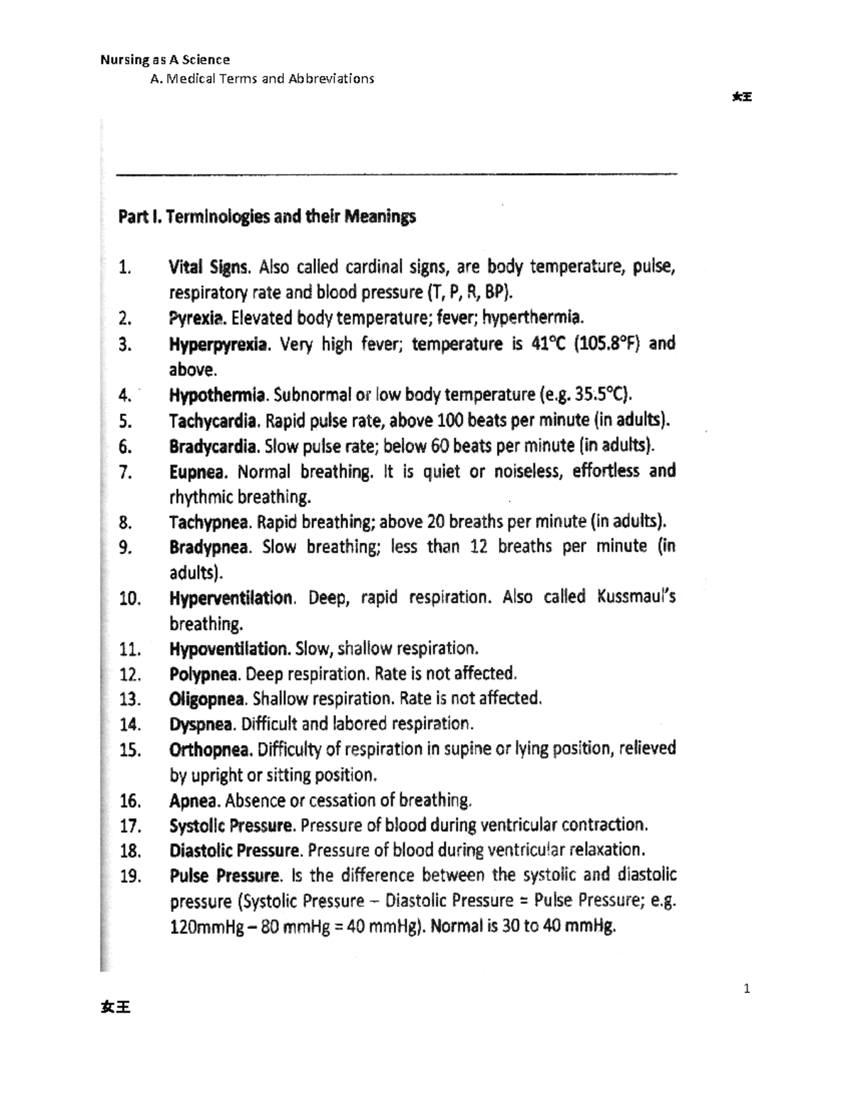 6-Nursing as a Science- medical terminologies - A. Medical Terms and ...