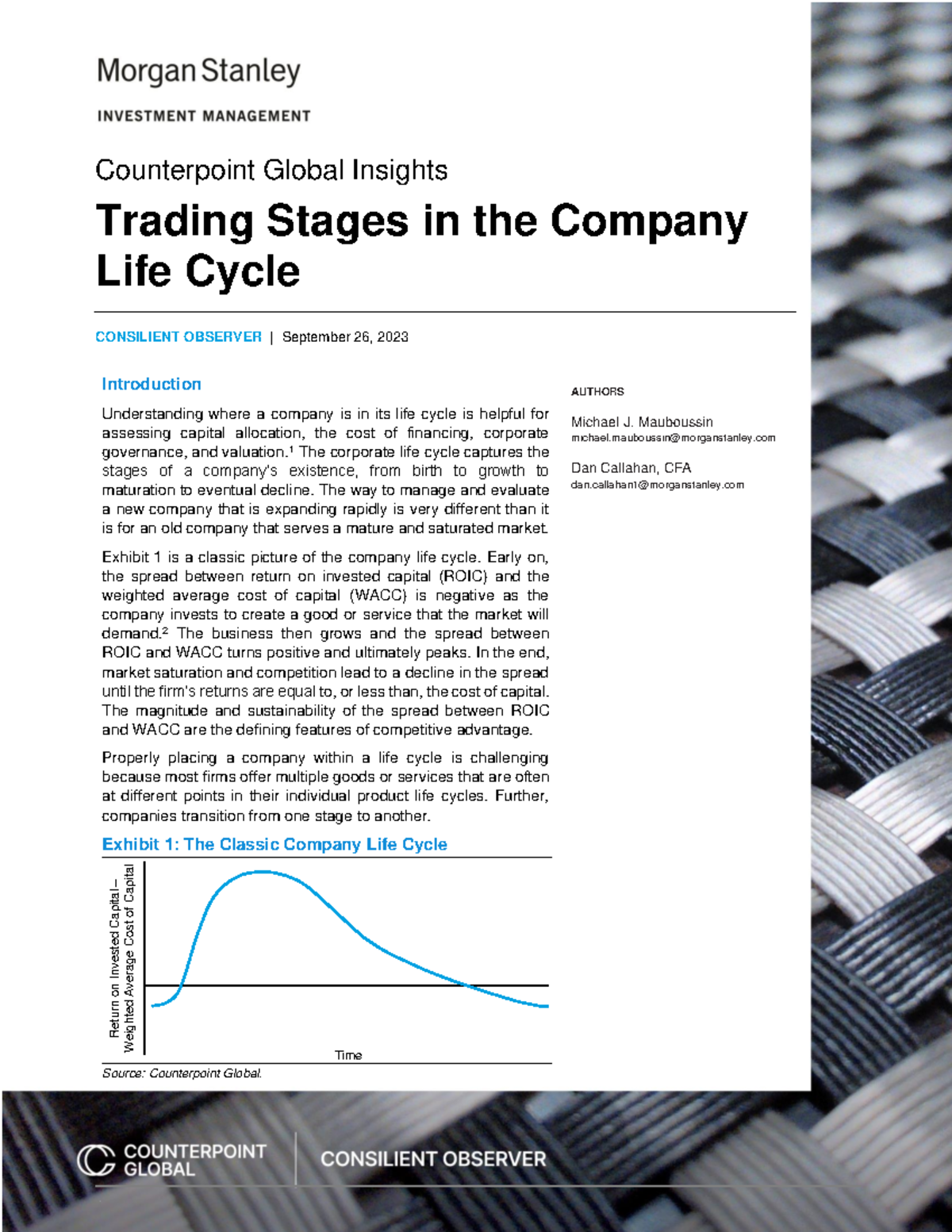 Trading Stages in the Company Life Cycle - . Counterpoint Global ...