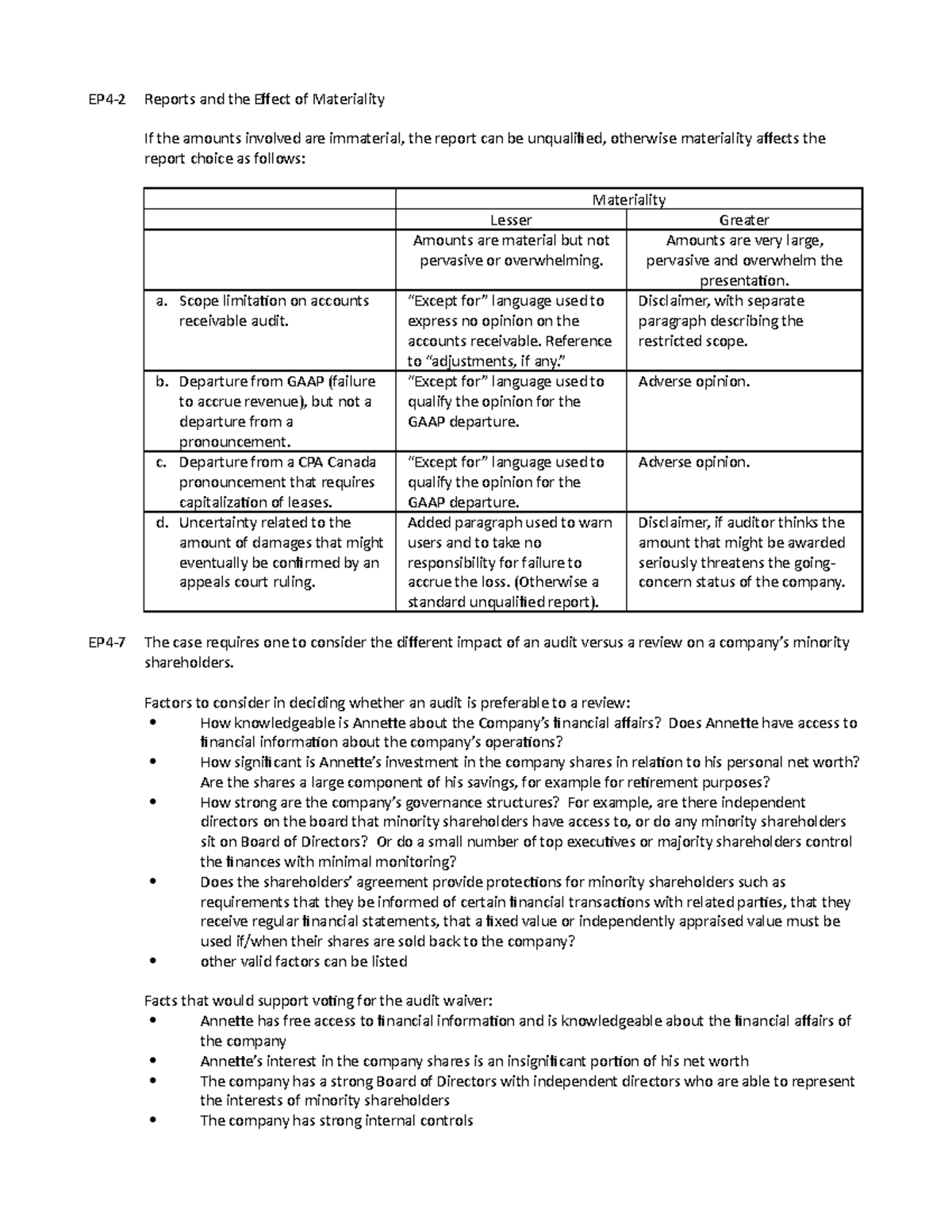 Test 2 practice question suggested solutions Audit 1A - EP4-2 Reports ...