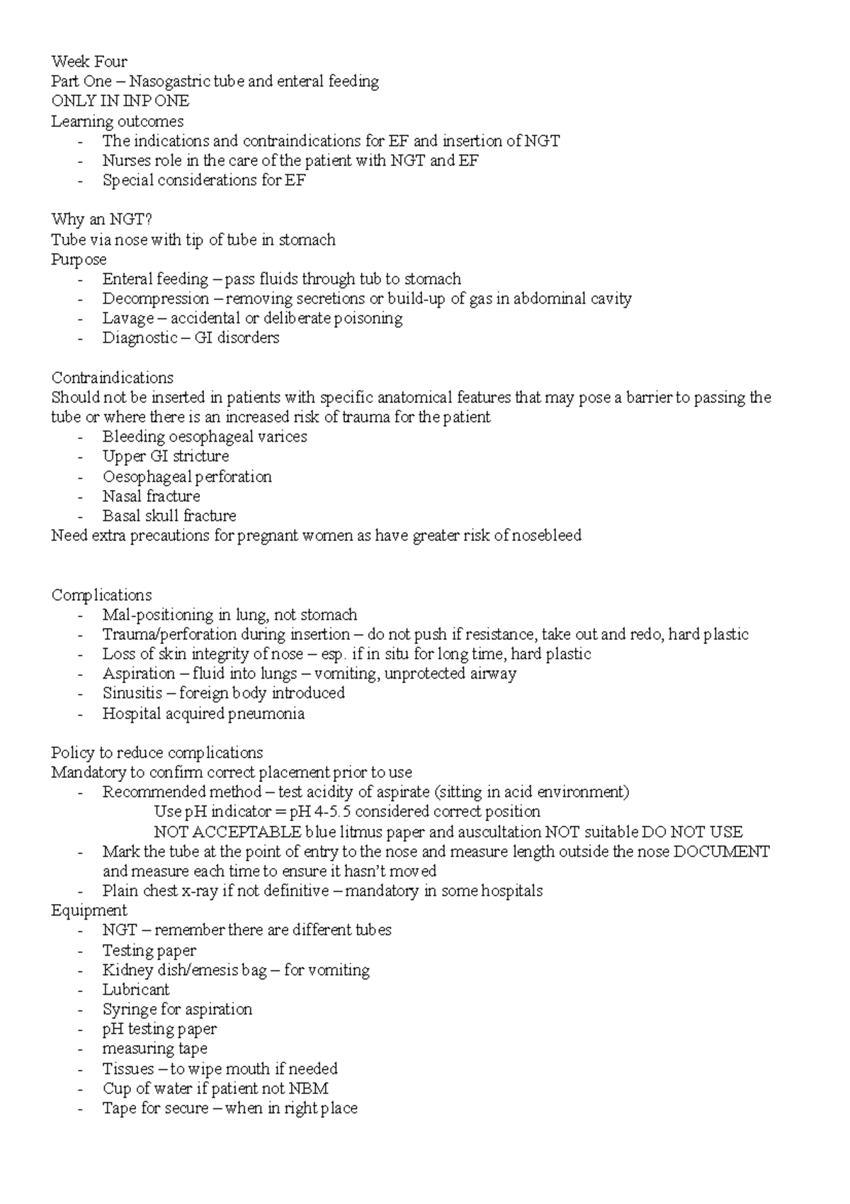 Nasogastric Tube and Enteral Feeding: Indications Contraindications and ...