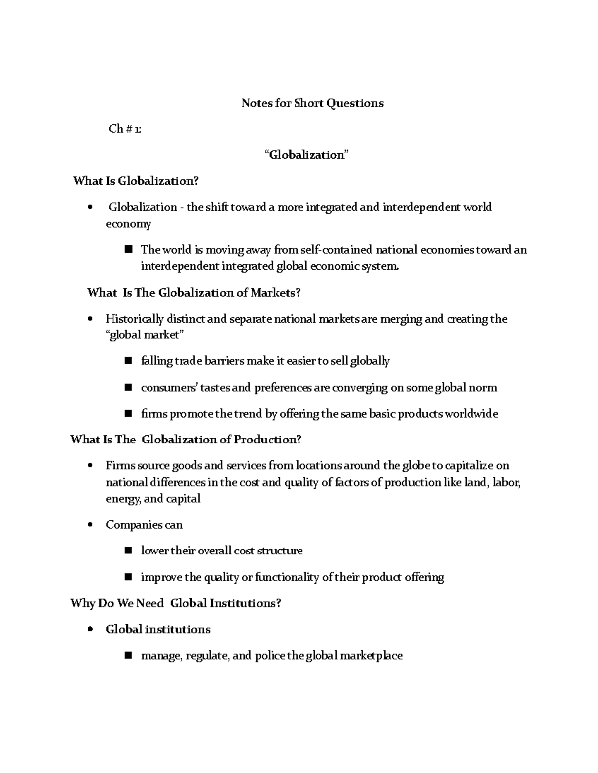 International Business - Notes for Short Questions Ch # 1 ...